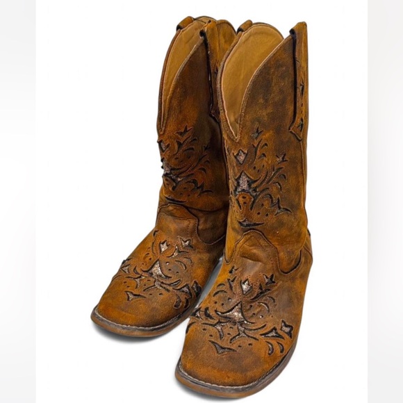 Roper | Shoes | Roper Kennedy Western Boots Distressed Leather Cutouts ...